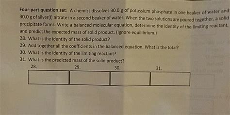 solved four part question set a chemist dissolves 30 0 g of