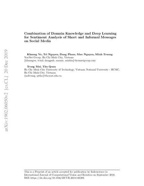 Pdf Combination Of Domain Knowledge And Deep Learning For Sentiment