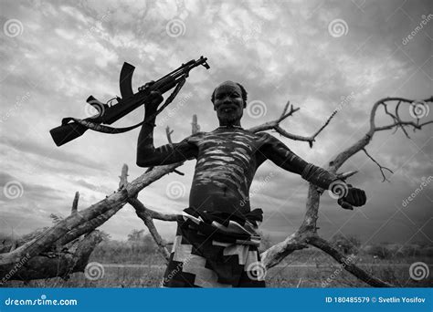Man From The African Tribe Mursi Ethiopia Editorial Stock Image