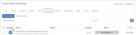 Client Messaging “messages” Tab Within Client Firm360