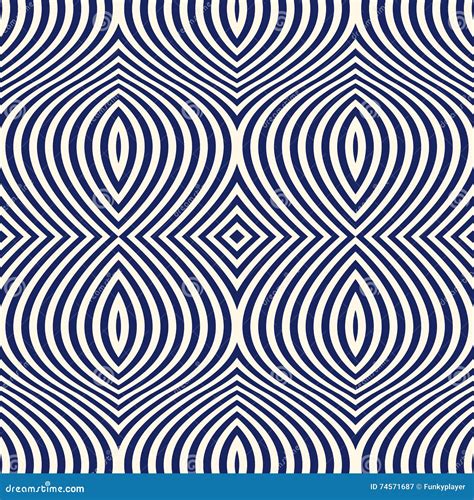 Seamless Pattern With Symmetric Geometric Ornament Navy Color Abstract