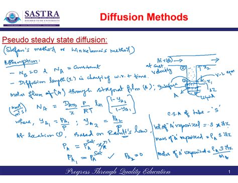 unit 1 pseudo steady state diffusion diffusion methods 1 pseudo