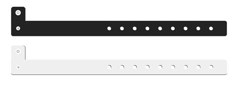 저렴한 플라스틱 흑백 빈 팔찌 또는 팔찌의 벡터 세트 안전 잠금 장치가있는 L 모양 Pvc 비닐 소재 식별 분리에 적합한 손