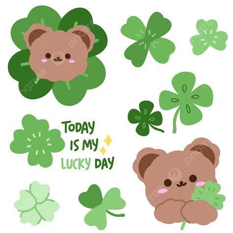 곰 클로버 스티커 일러스트 행운의 날 한국어 귀여운 스티커 일러스트 귀여운 일러스트 클로버 Png 일러스트 및 Psd 이미지 무료 다운로드 Pngtree