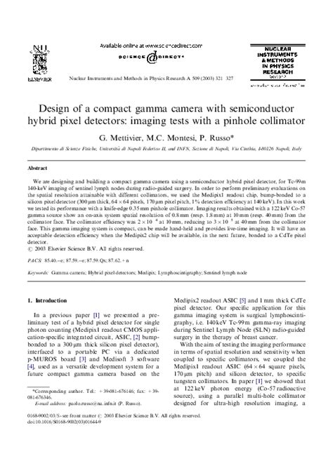 Pdf Design Of A Compact Gamma Camera With Semiconductor Hybrid Pixel
