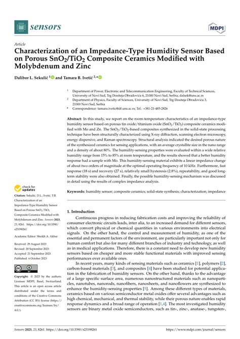 pdf characterization of an impedance type humidity sensor based on