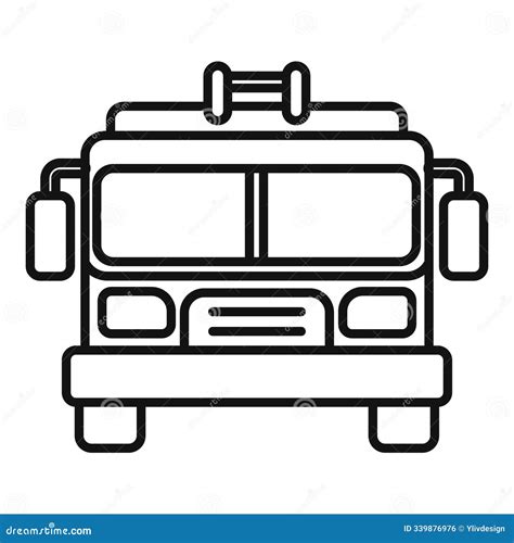 Firetruck Front View Filled Outline Icon Vector Illustration