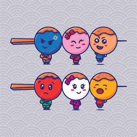 Cute Japanese Dango Mascot Premium Vector