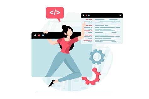 Premium Vector Software Development Concept With People Scene In Flat Design Woman Programming