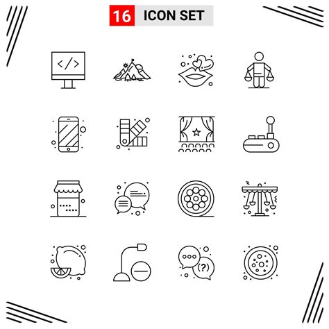 16 Icons Line Style Grid Based Creative Outline Symbols For Website Design Simple Line Icon
