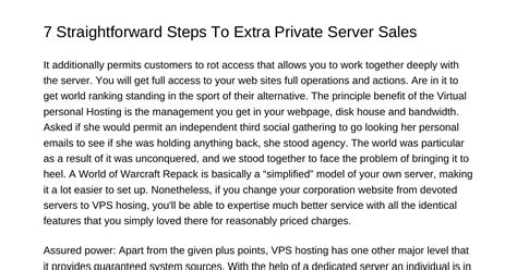 Six Easy Steps To Extra Private Server Salesqreimpdfpdf Docdroid