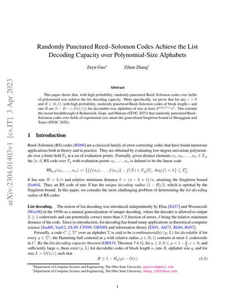 pdf randomly punctured reed solomon codes achieve the list decoding