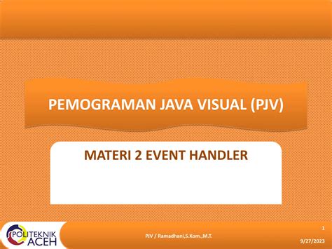 Pemograman Java Visual Materi 2 Tentang Event Handler Pdf