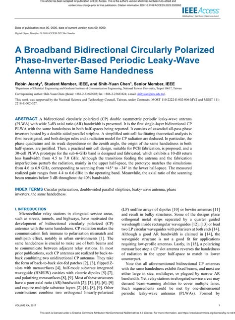 Pdf A Broadband Bidirectional Circularly Polarized Phase Inverter Based Periodic Leaky Wave