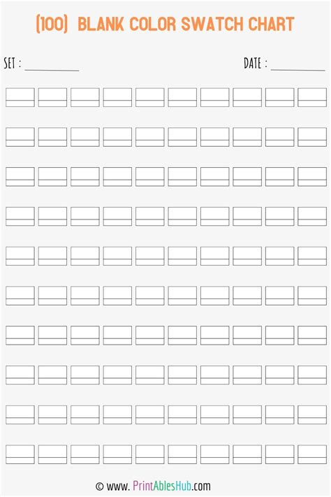 Free Printable 24 50 72 80 100 120 150 168 Blank Color Swatch