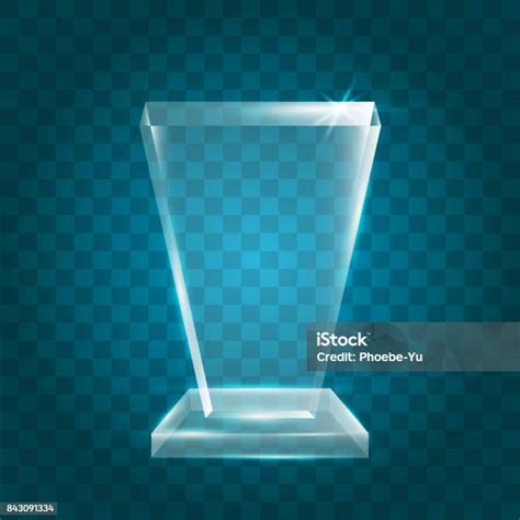 투명 하 게 빛나는 빈 벡터 아크릴 크리스탈 유리 트로피 수상 서식 파일 3차원 형태에 대한 스톡 벡터 아트 및 기타 이미지 3차원 형태 Championship