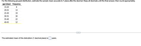 Solved The Estimated Mean Of This Distrubtion 1 Decimal