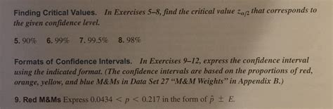 solved finding critical values in exercises 5 8 find the