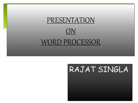 Word Processor Ppt