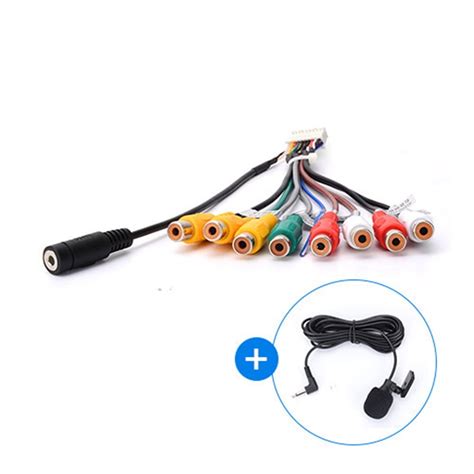 20 Pin Car Stereo Radio Rca Output Wire Aux In Adapter Cable With Mic Pvc