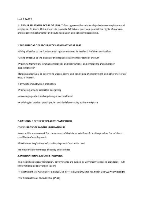 Unit 3 Part 1 Test Two Practical Material Unit 3 Part 1 1 Relations Act 66 Of 1995 This Act