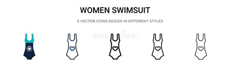 Women Swimsuit Icon In Filled Thin Line Outline And Stroke Style Vector Illustration Of Two