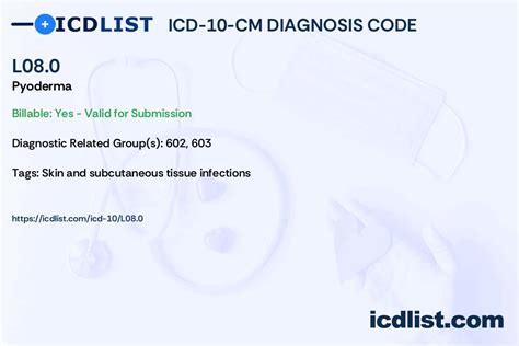 Icd 10 Cm Diagnosis Code L080 Pyoderma