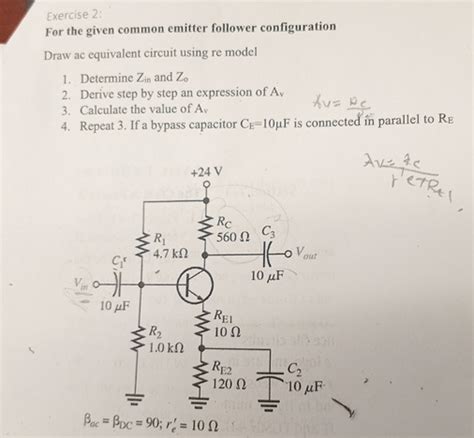 Solved Exercise 2for The Given Common Emitter Follower