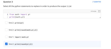 Solved Question SUBMITTED Select All The Python Chegg