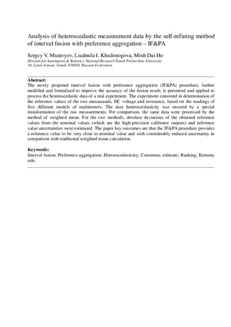 Pdf Analysis Of Heteroscedastic Measurement Data By The Self Refining