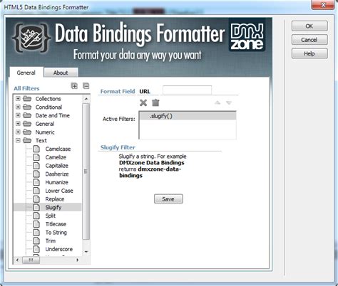 General And Text Filters In Data Bindings Formatter Dmxzonecom