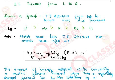 Class 10 ICSE Chemistry Important Notes Chapter Periodic Properties