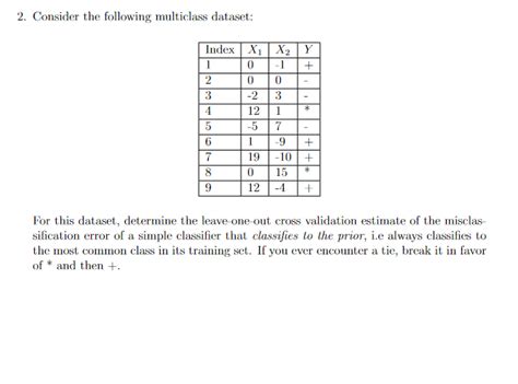 solved 2 consider the following multiclass dataset for
