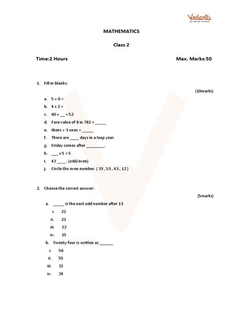 cbse sample papers for class 2 maths mock paper 1 pdf mathematics