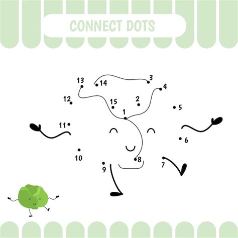 미취학 아동을위한 점으로 교육 게임 양배추 활동 워크 시트 숫자 필기 연습 벡터 일러스트 계산 프리미엄 벡터