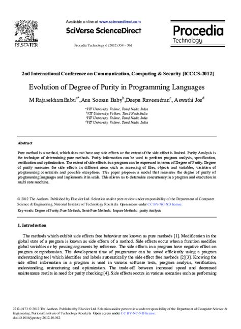 Pdf Evolution Of Degree Of Purity In Programming Languages