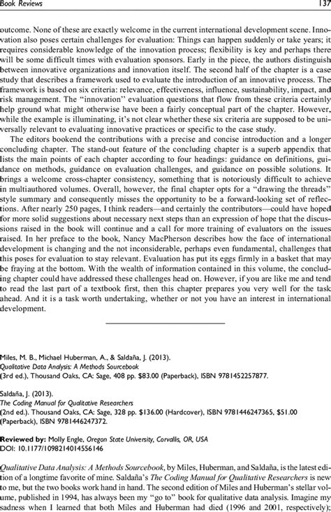 Book Review Qualitative Data Analysis A Methods Sourcebook The Coding Manual For Qualitative