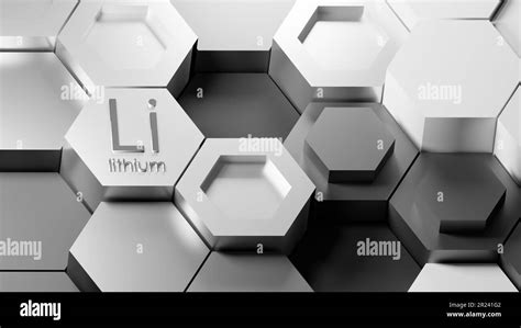 3d rendering of hexagonal crystal lattice of lithium metal industrial