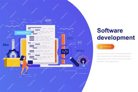Premium Vector Software Development Modern Flat Concept Web Banner