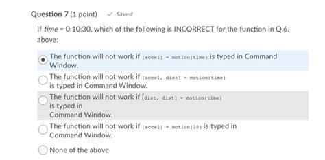 solved question 6 1 point saved the following function