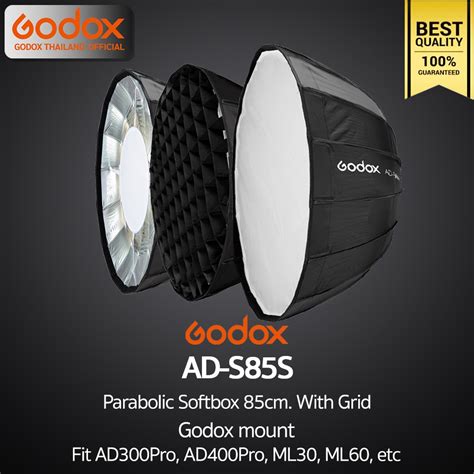Godox Softbox Ad S85s Silver Parabolic 85cm With Grid Godox Mount For Ad300pro Ml30 Ml60