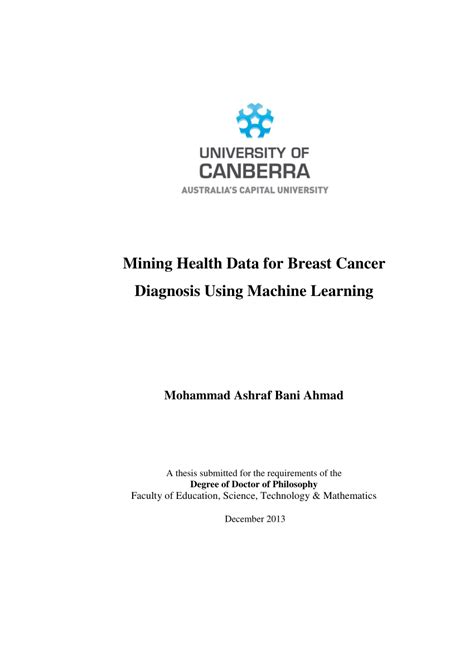 Pdf Mining Health Data For Breast Cancer Diagnosis Using Machine Learning