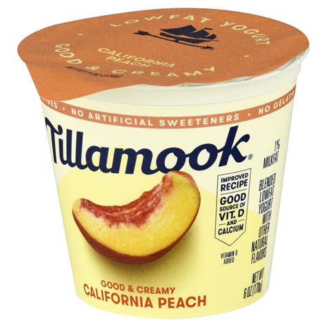Tillamook Yogurt Lowfat California Peach Blended Front Right Elevated