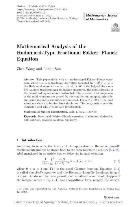 Mathematical Analysis Of The Hadamard Type Fractional Fokkerplanck Equation
