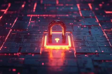 Futuristic Cybersecurity Lock Concept Stock Illustration Illustration