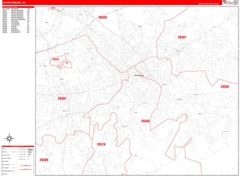 Spartanburg Sc Zip Code Map