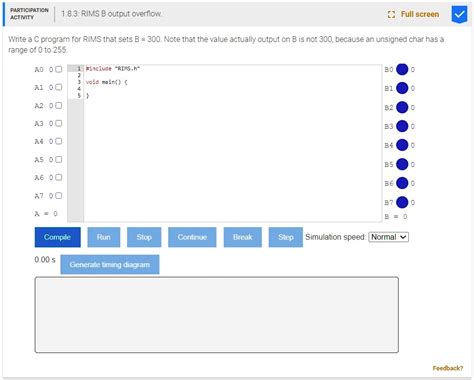 participation activity 183rims boutput overflow full screen write a c