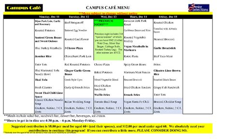 Uws Campus Cafe Menus For This Senior Connections Inc