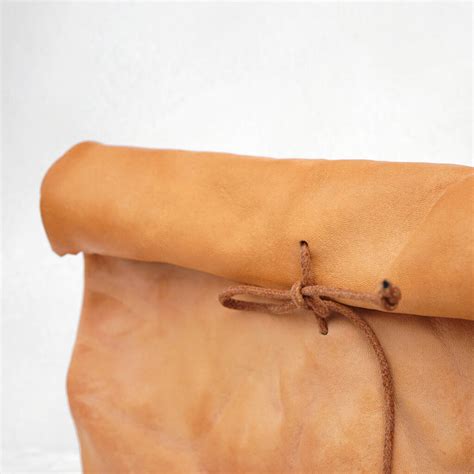 Leather Paper Bag With String Closure By Ddmmyyyy