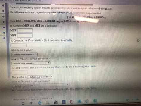 Solved The Exercise Involving Data In This And Subsequent